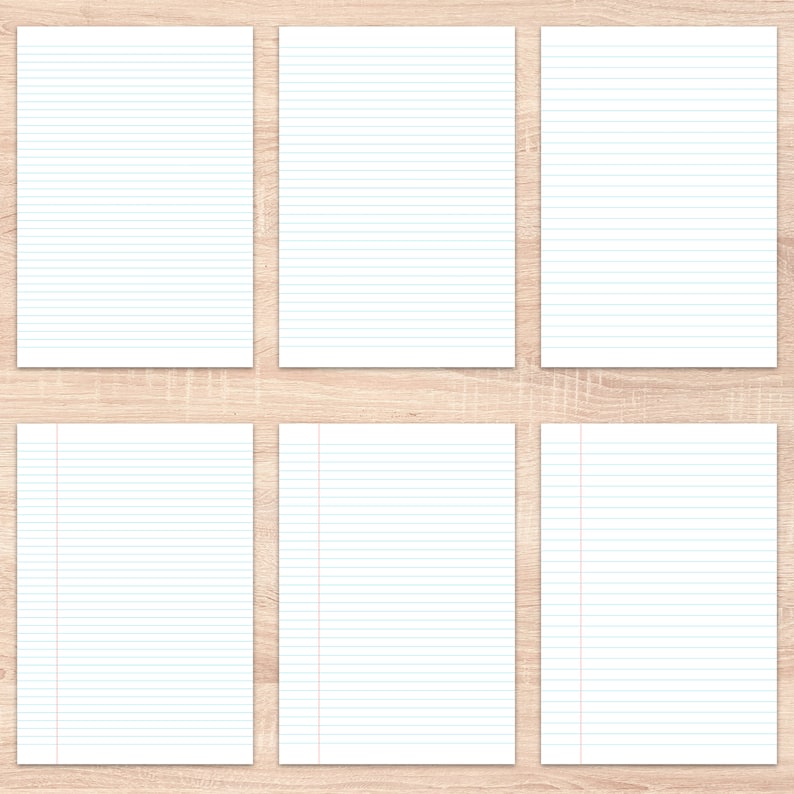 Lined Paper Bundle Printable Notebook Paper Templates Ruled Pages Wide ...