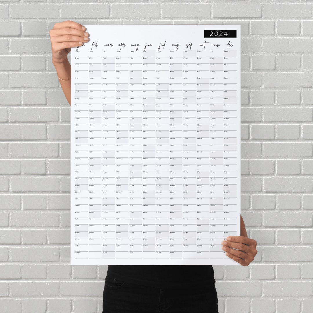 Large 2024 Wall Calendar Black & White Annual Planner Year Calendar ...