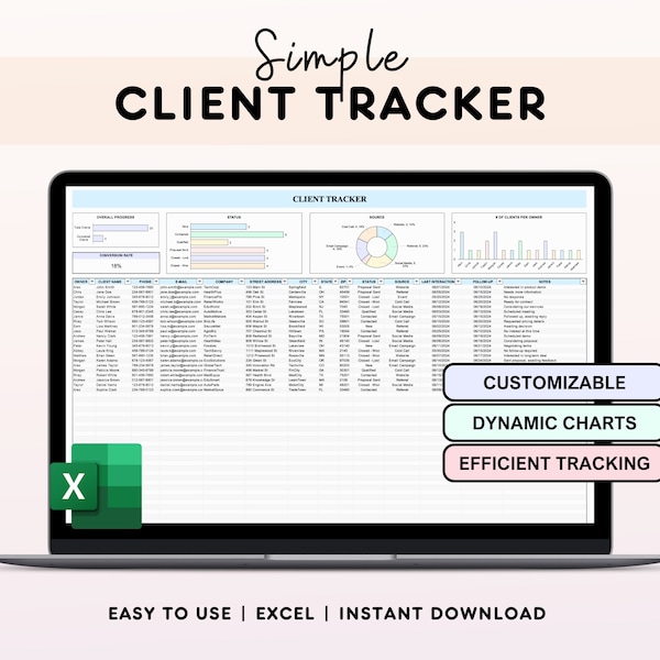 Excel Dashboard Client Tracker - Etsy