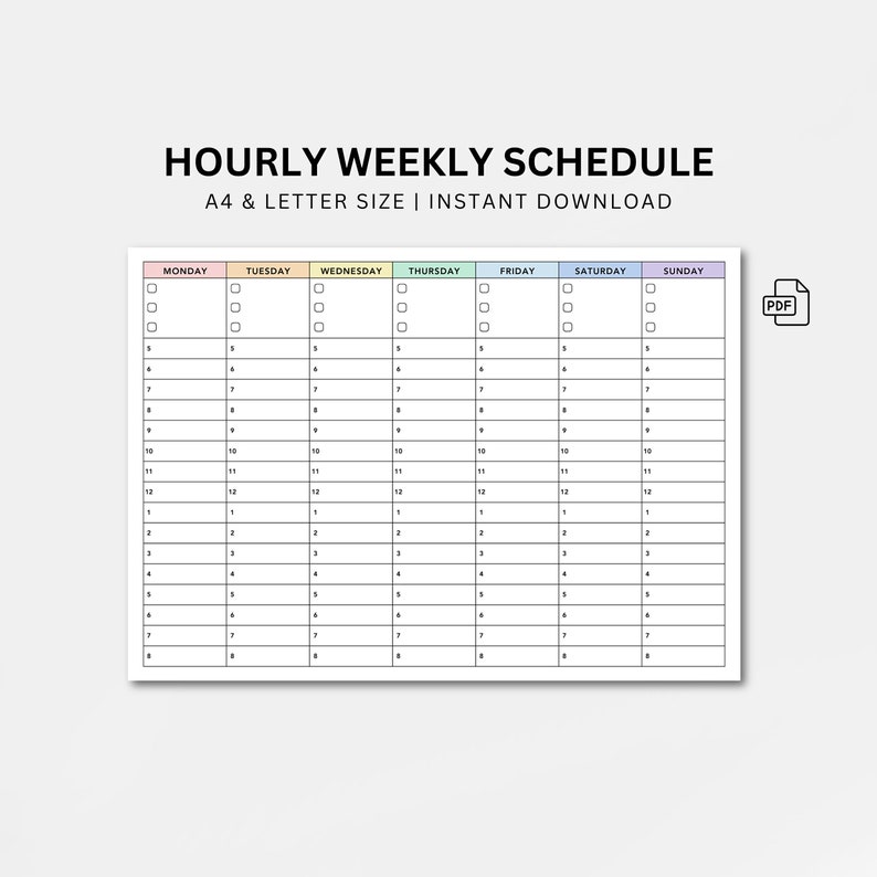 Weekly Planner Printable PDF Colorful Weekly Schedule Digital Weekly ...