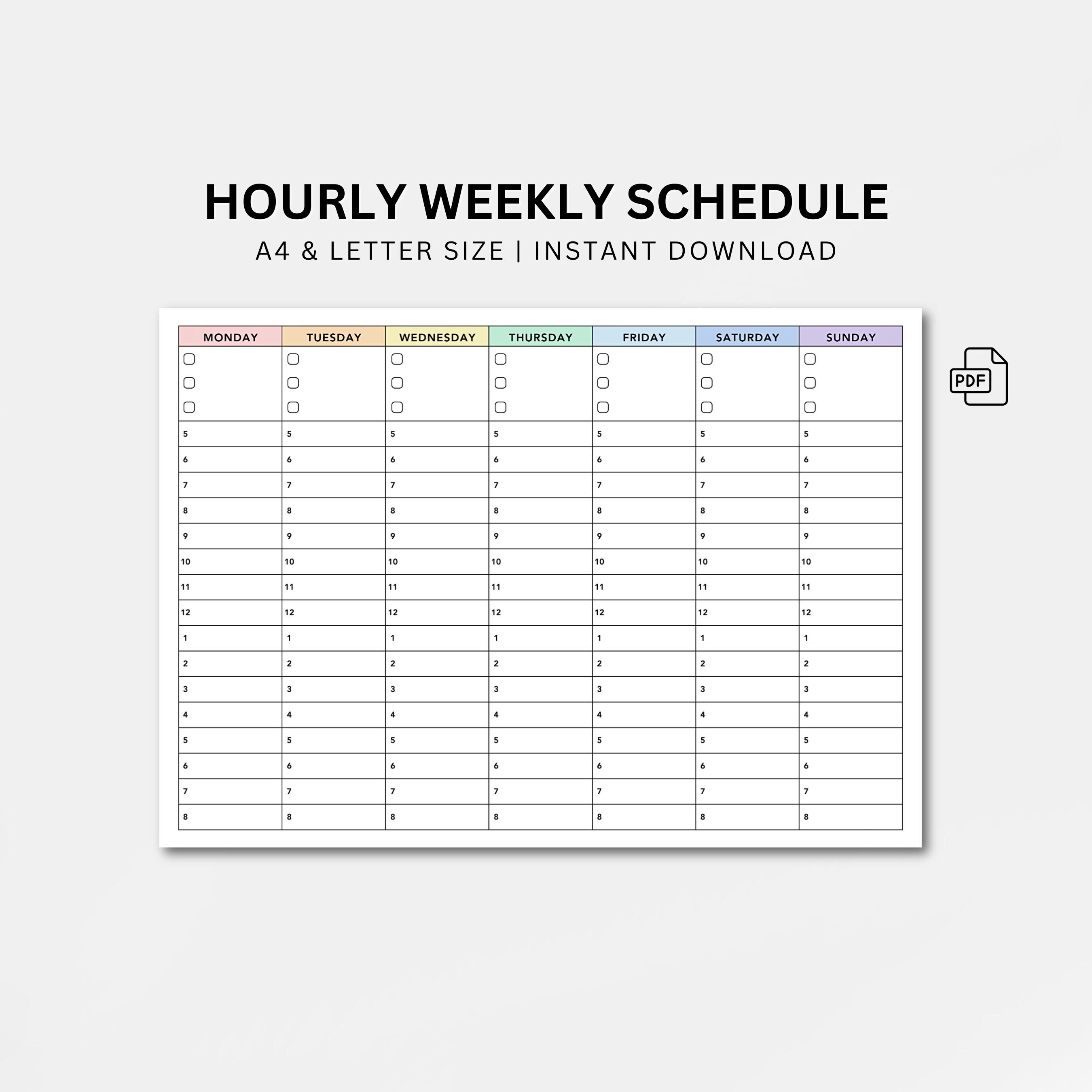 Weekly Planner Printable PDF Colorful Weekly Schedule Digital Weekly ...