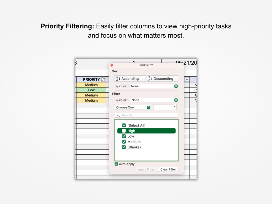 Excel Task Tracker Template: Digital Todo List (instant Download) - Etsy