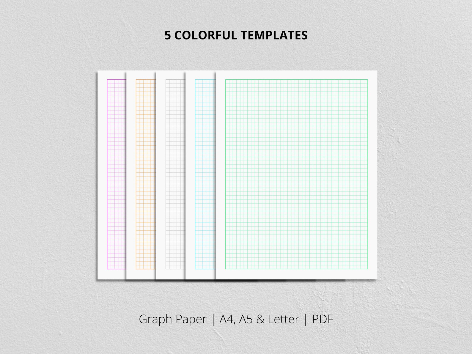 5 Printable Colorful Graph Paper Pack 5mm Graph Grid - Etsy