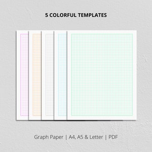 5 Printable Colorful Graph Paper Pack 5mm Graph Grid - Etsy