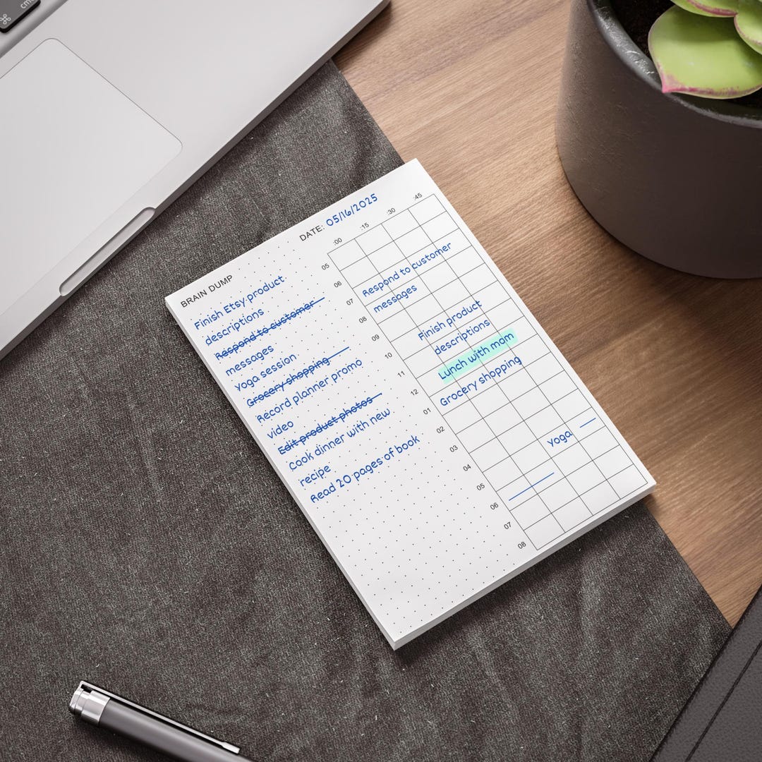 Timeboxing Sticky Note Pad: Daily Planner, Braindump - 4x6" (50 Undated ...
