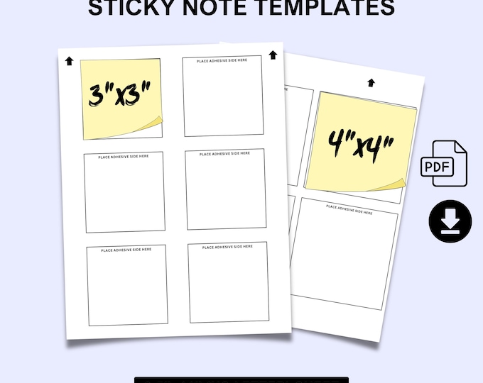 STICKY NOTES Printable + Template- 3x3" Square Collage Sheet Assorted ...