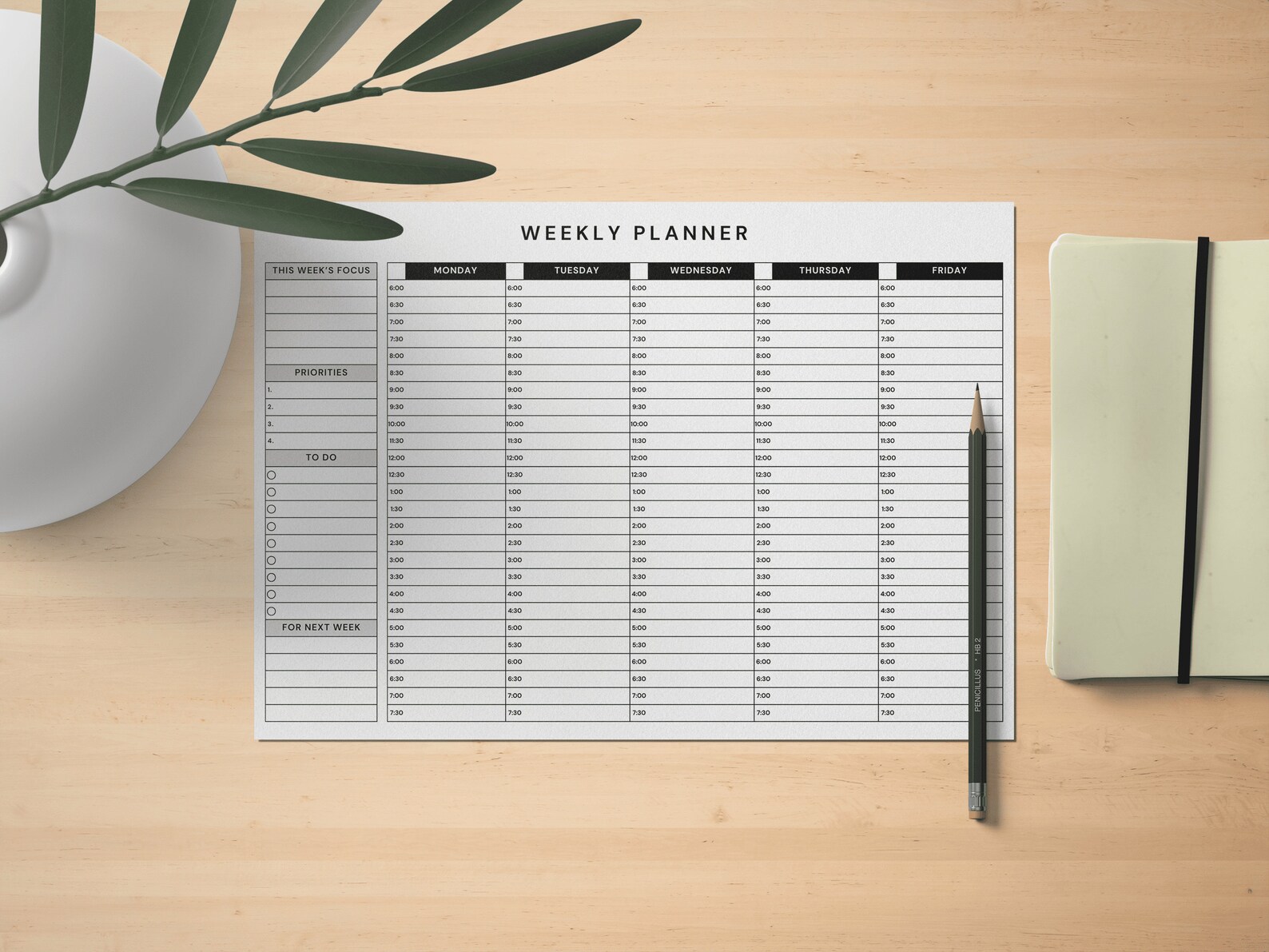 Work Week Planner Template Weekly Daily Schedule Printable PDF Undated ...
