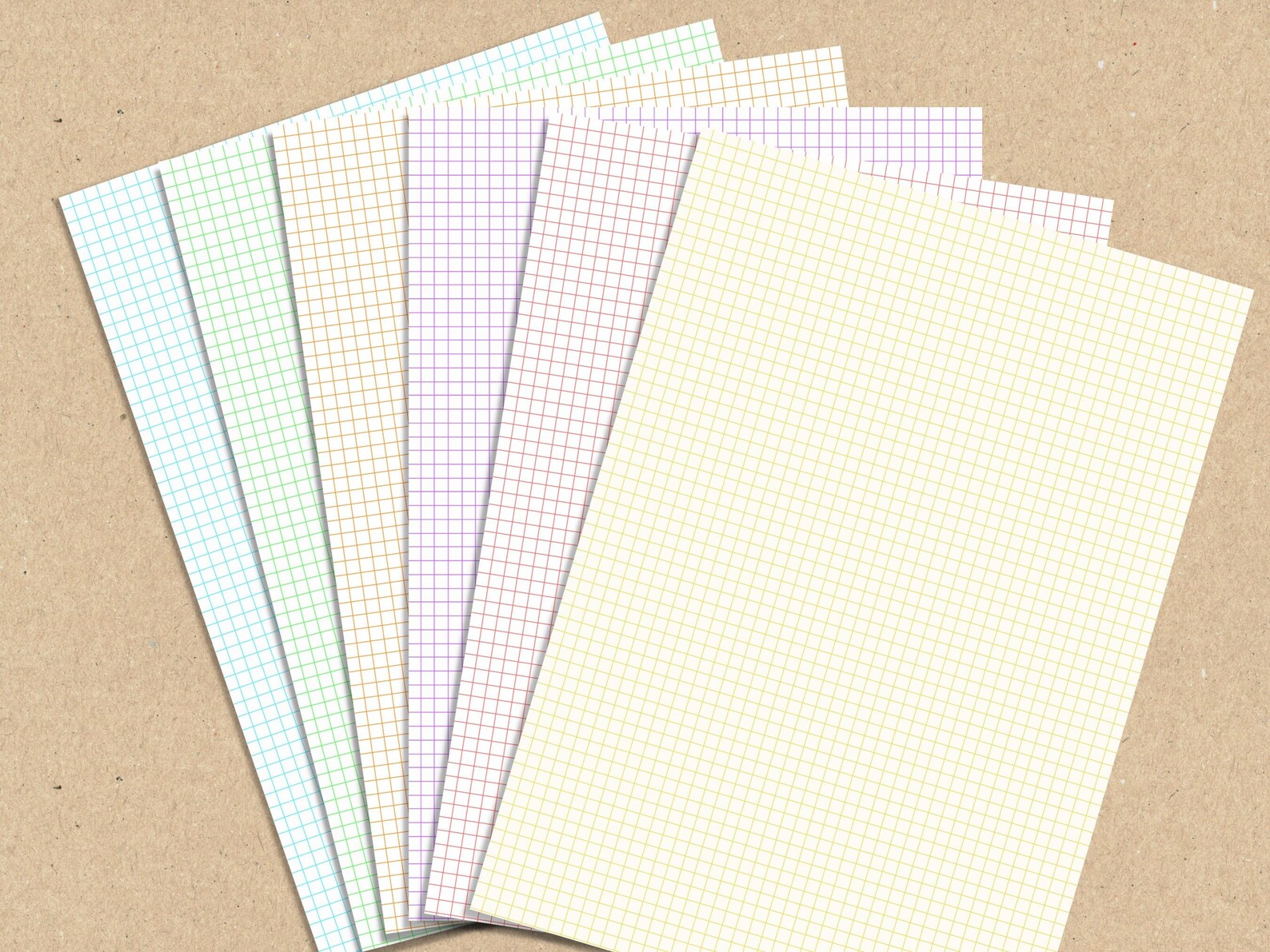 Printable Graph Paper Bundle, 6 Colorful Templates, Colored Graph Paper ...