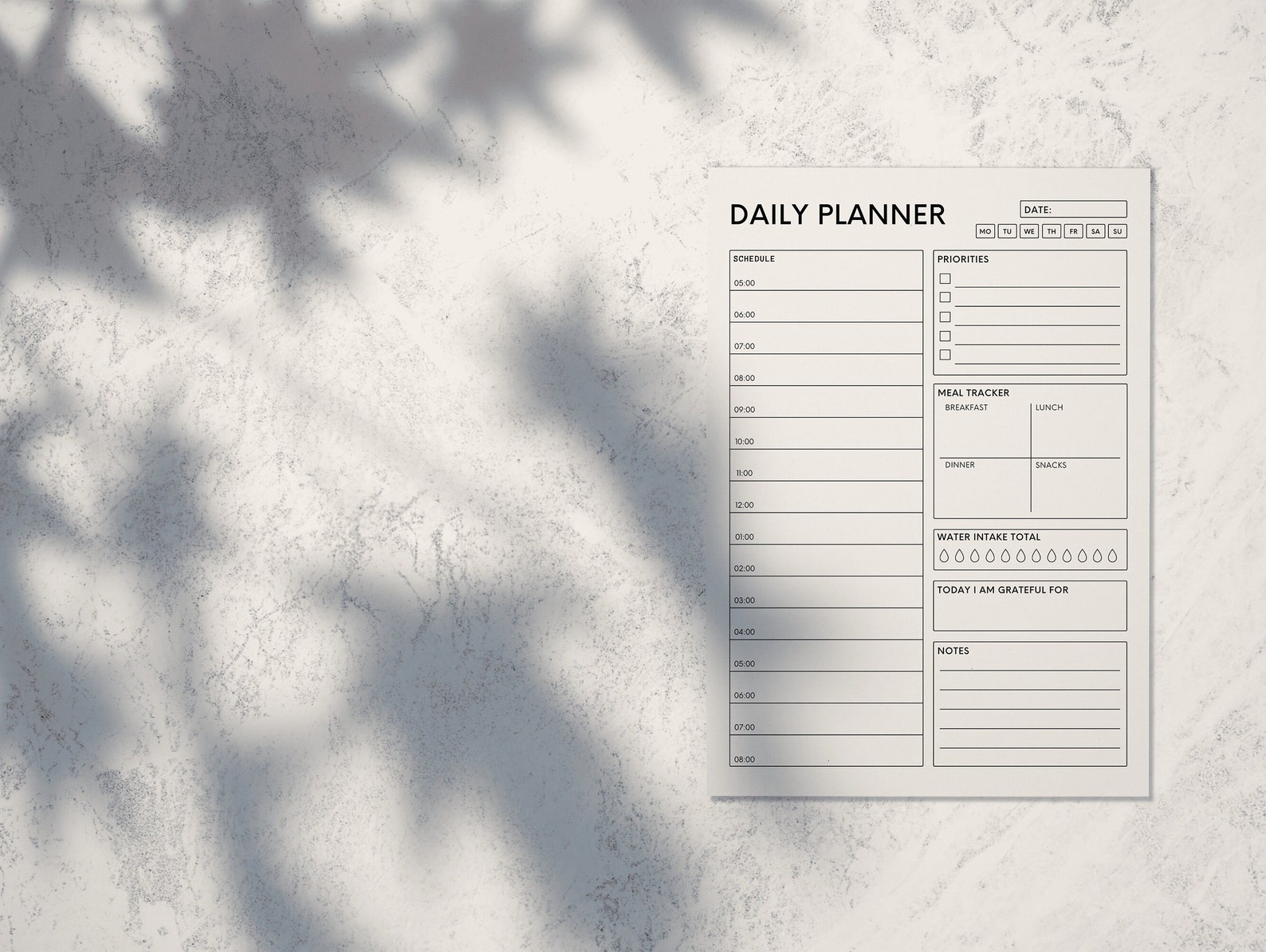Daily Planner Template PDF Printable and Digital Minimalist - Etsy
