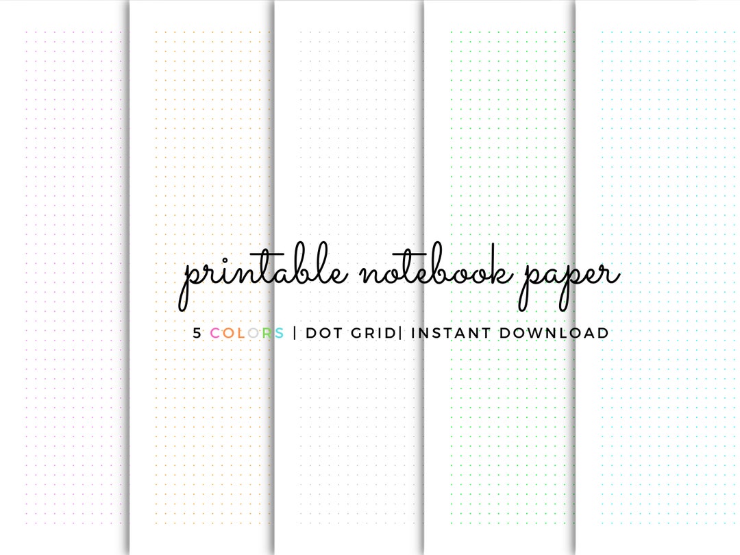 5 Colorful Notebook Templates | Colorful Dotted Journal Paper Printable ...