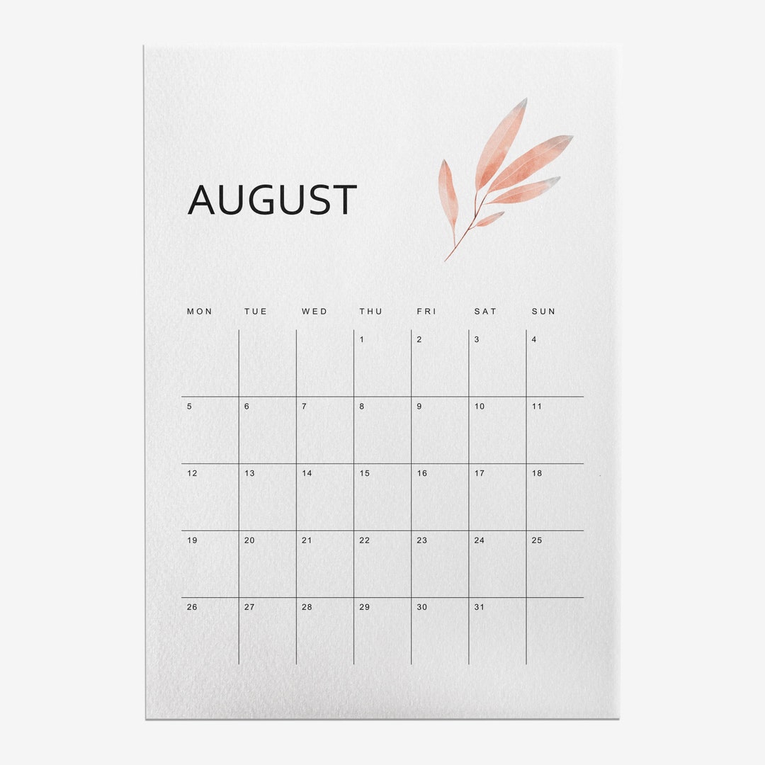 2024 Calendar Minimalist Calendar 2024 Watercolor Floral Aesthetic ...