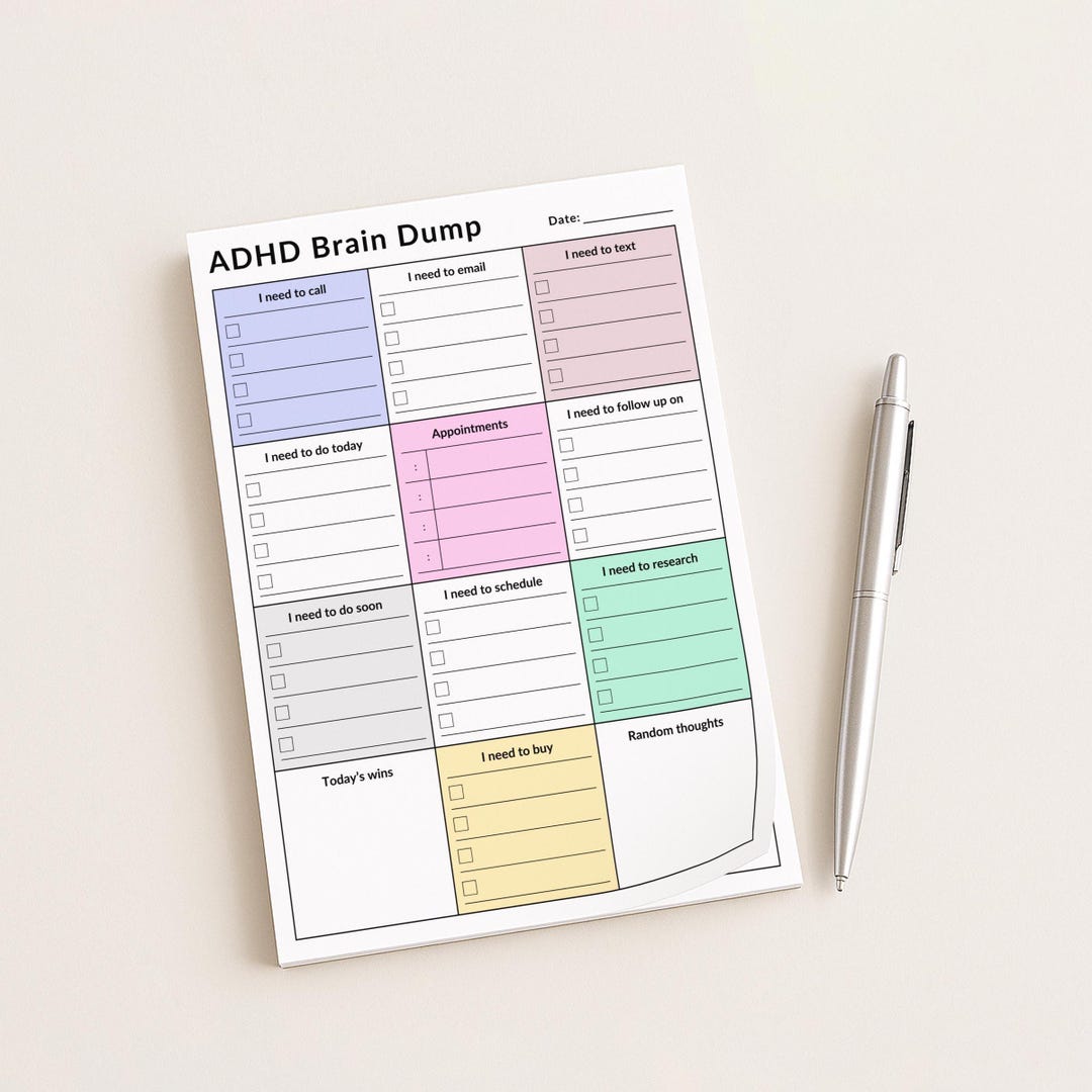 ADHD Daily Planner Pad: Color-coded Sticky Notes (4x6", 50 Sheets) - Etsy