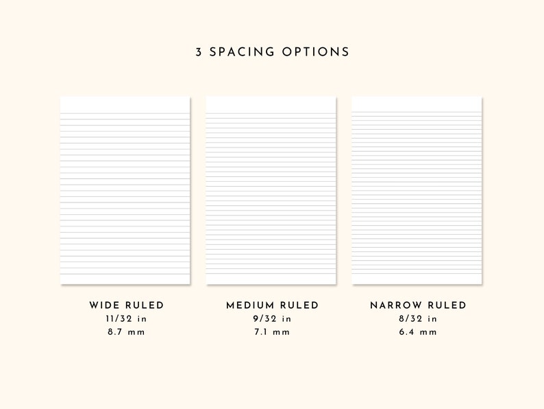 Printable Lined Paper: A4, A5, Letter Sizes - College, Wide Ruled (PDF ...