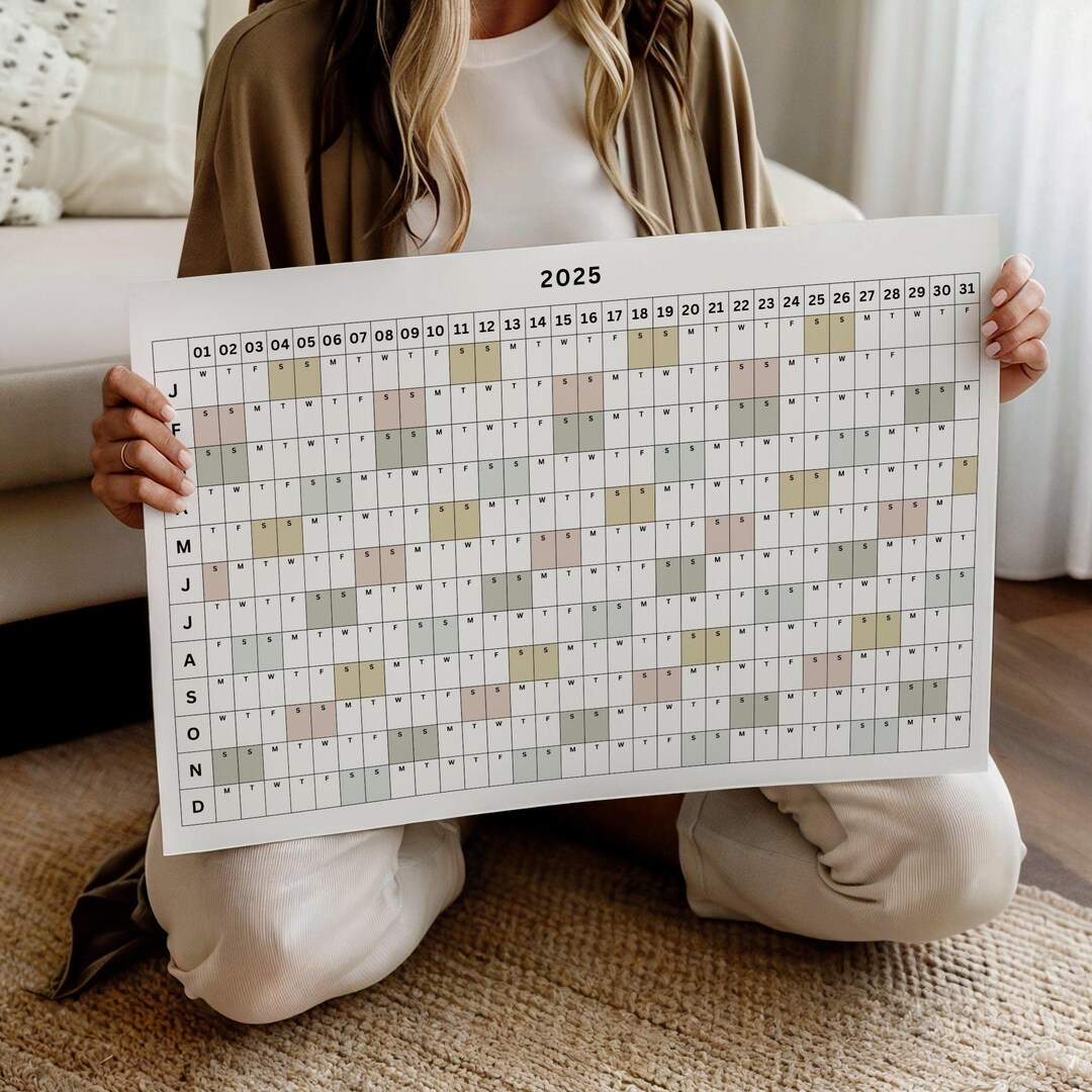 2025 Large Wall Planner, Full Year Calendar, Digital Download PDF, 2025 ...