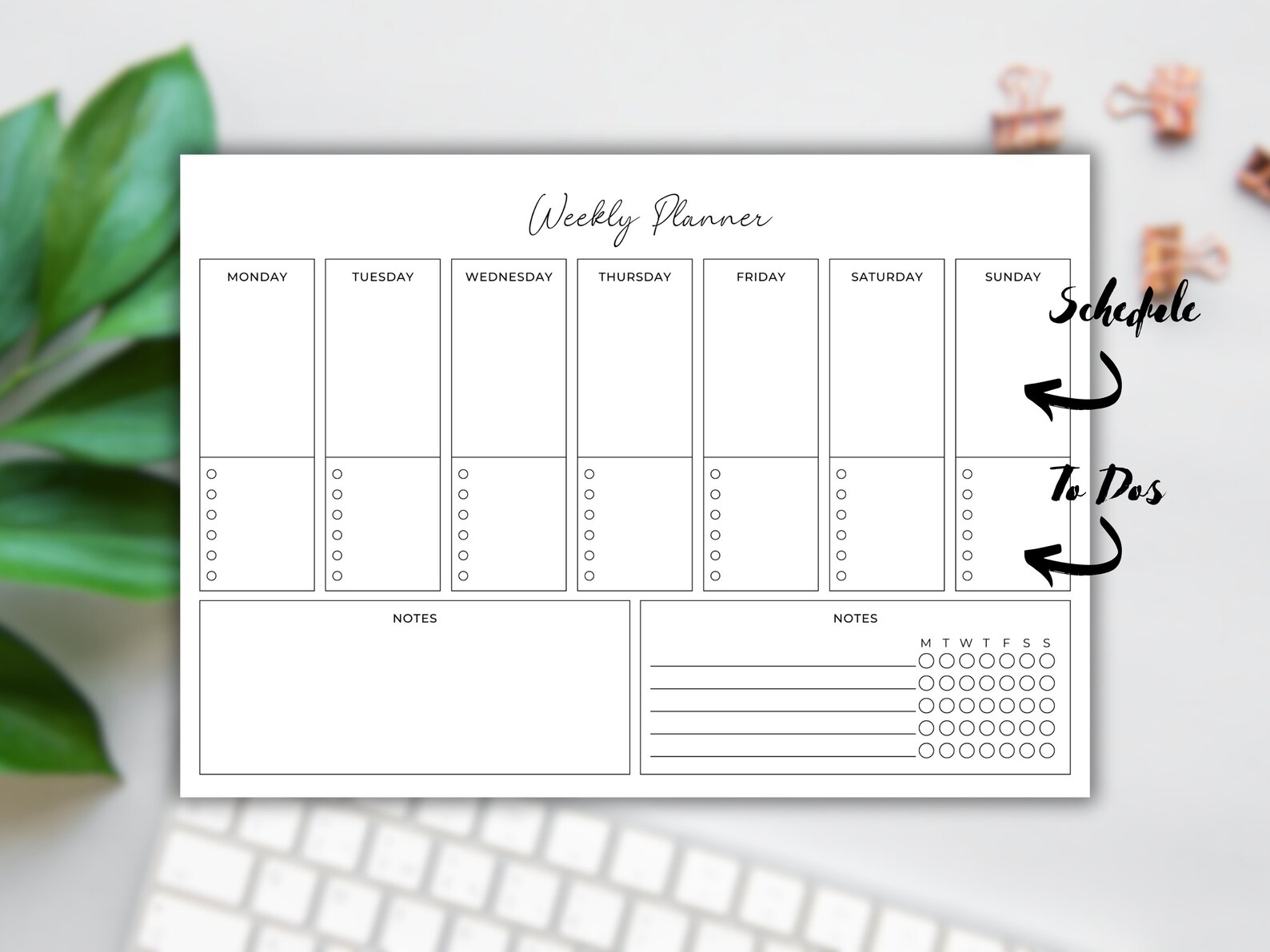 Weekly Planner Printable Minimalist Weekly Planner PDF, Desk Planner ...