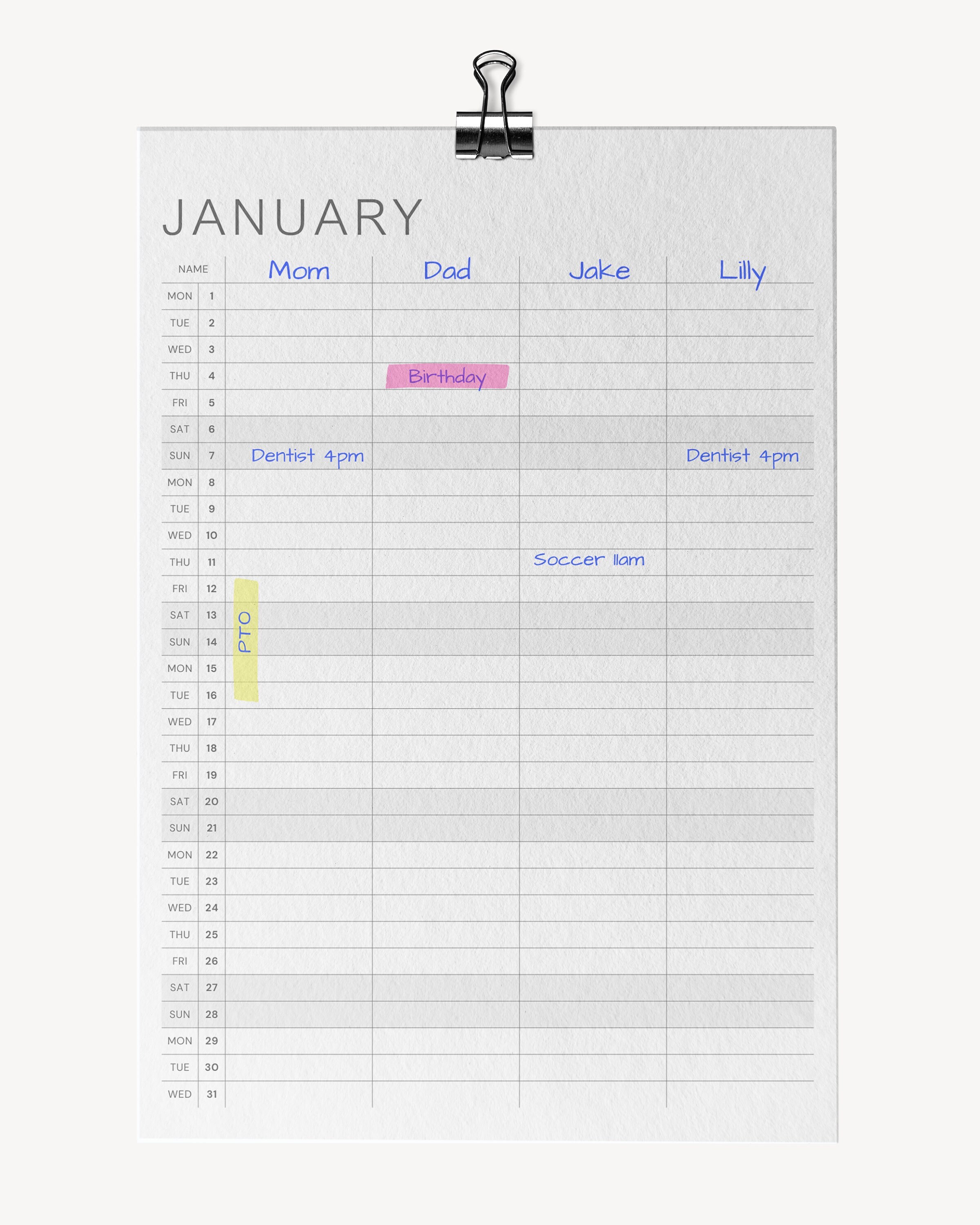 Family Planner Printable Family Calendar 2024 A4, A3, Letter Family ...