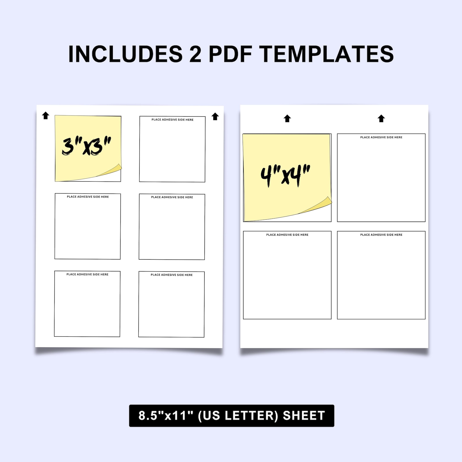 Printable Sticky Note Templates: 3x3" & 4x4" Sizes (digital Download ...