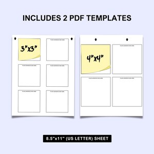 Printable Sticky Note Templates: 3x3" & 4x4" Sizes (digital Download ...