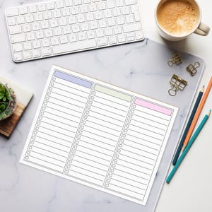 3 Column to Do List Notepad Landscape | Letter Sized Checklist Pad 8 ...