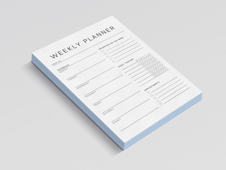 Weekly Planner Printable Minimalist Weekly Planner PDF, Weekly ...