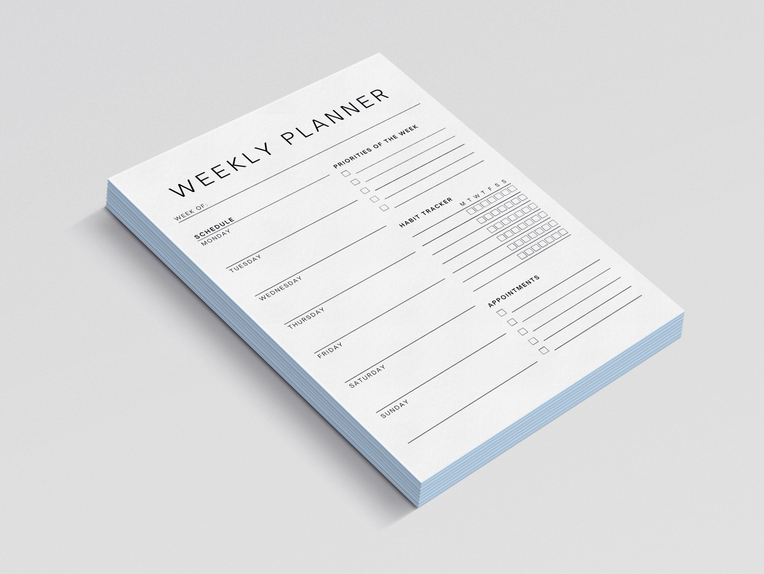 Weekly Planner Printable Minimalist Weekly Planner PDF, Weekly ...