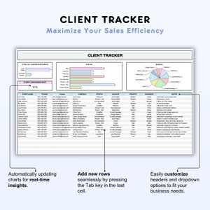 Simple Client Tracker Excel, Sales Tracker, Client Tracking Spreadsheet ...