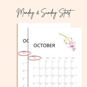 2024 Calendar Minimalist Calendar 2024 Watercolor Floral Aesthetic ...