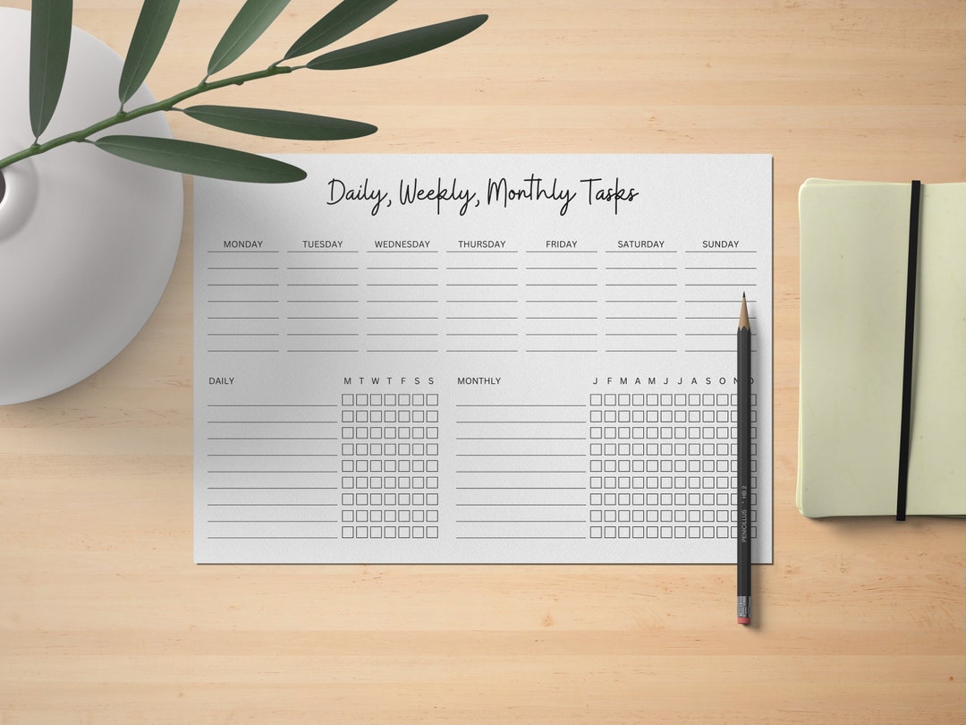 Daily Weekly Monthly Planner to Do List Printable | Daily Tasks ...