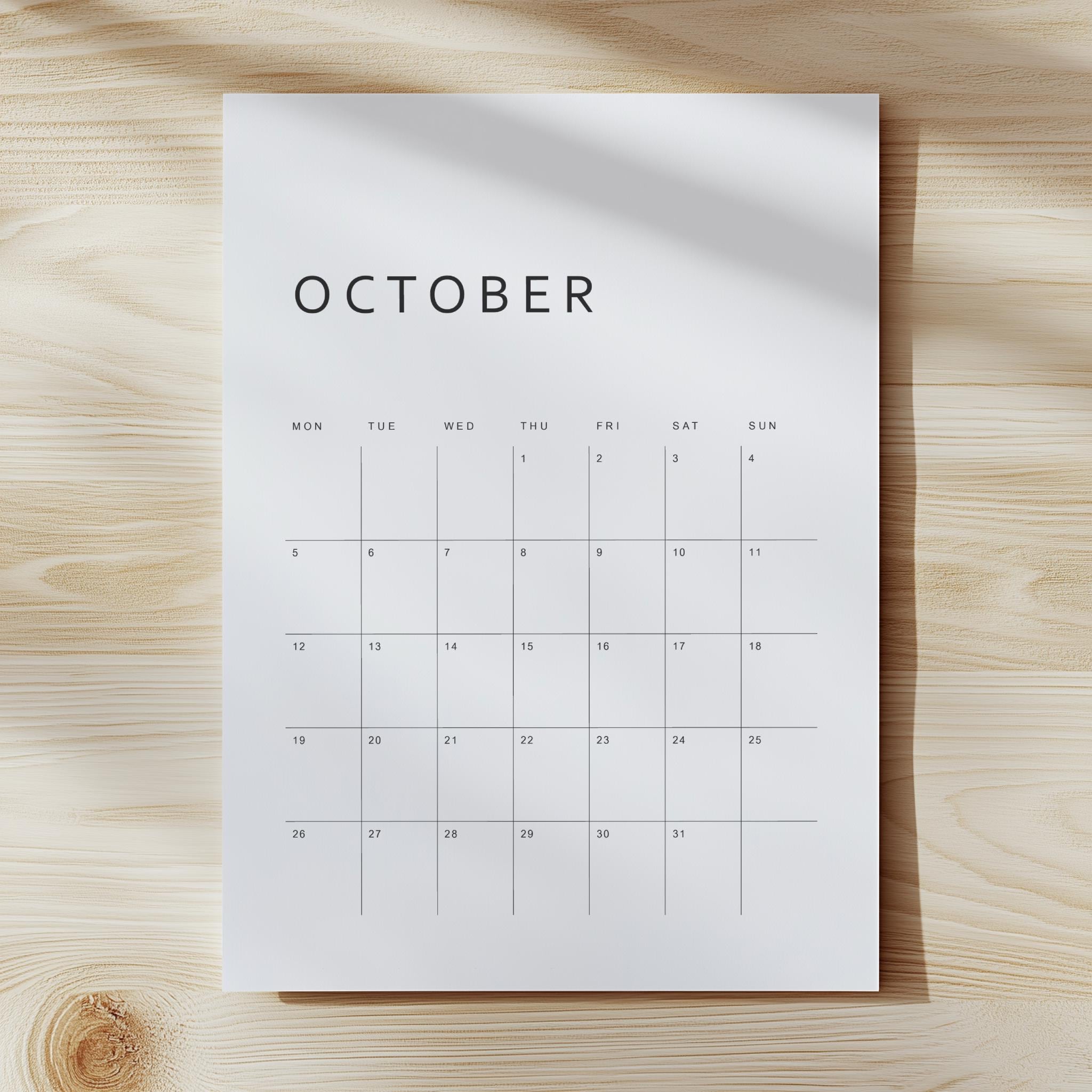 2026 Monthly Planner Printable Portrait, Minimalist Calendar PDF, Mon ...
