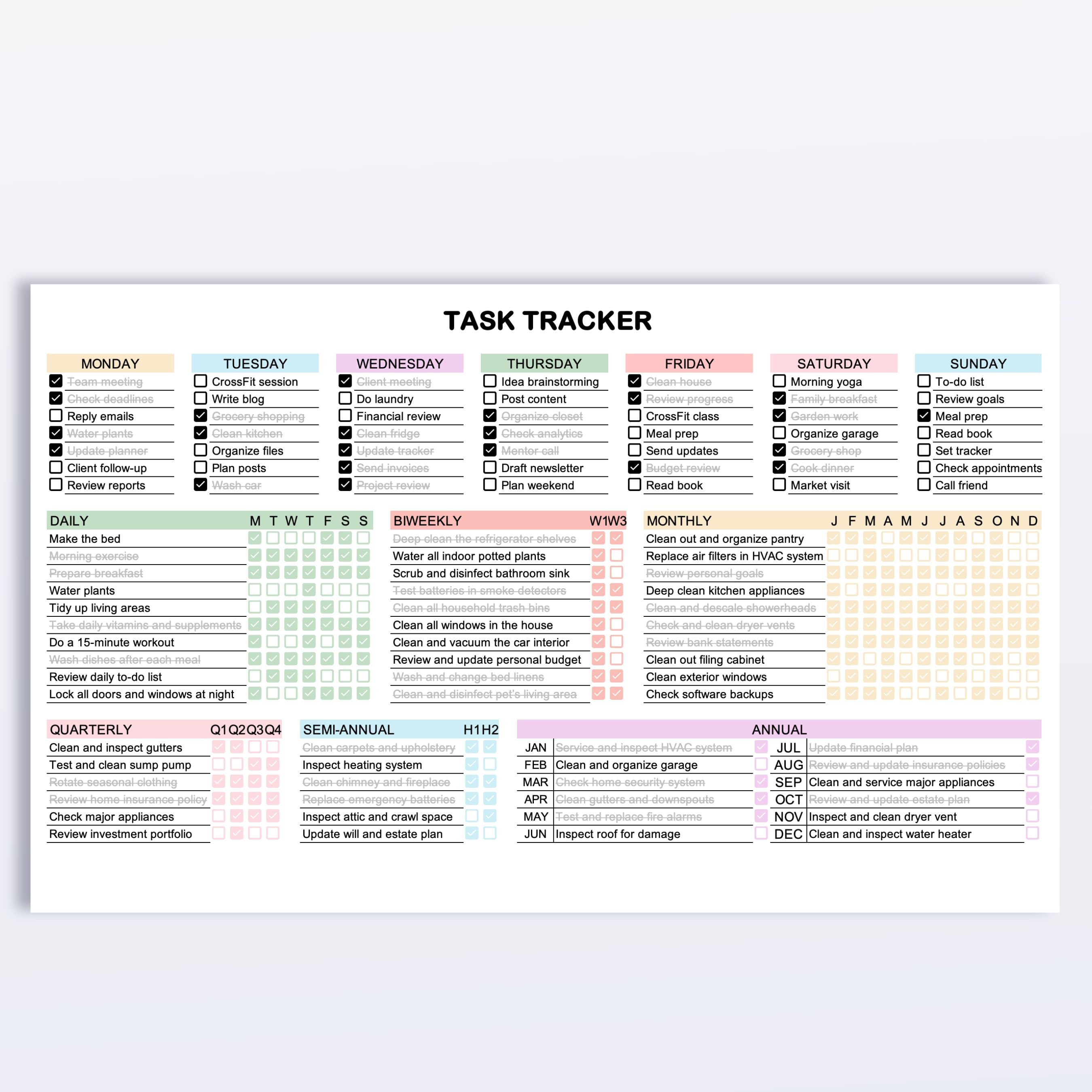 Excel Task Tracker Template: Daily, Weekly, Monthly (digital Download ...
