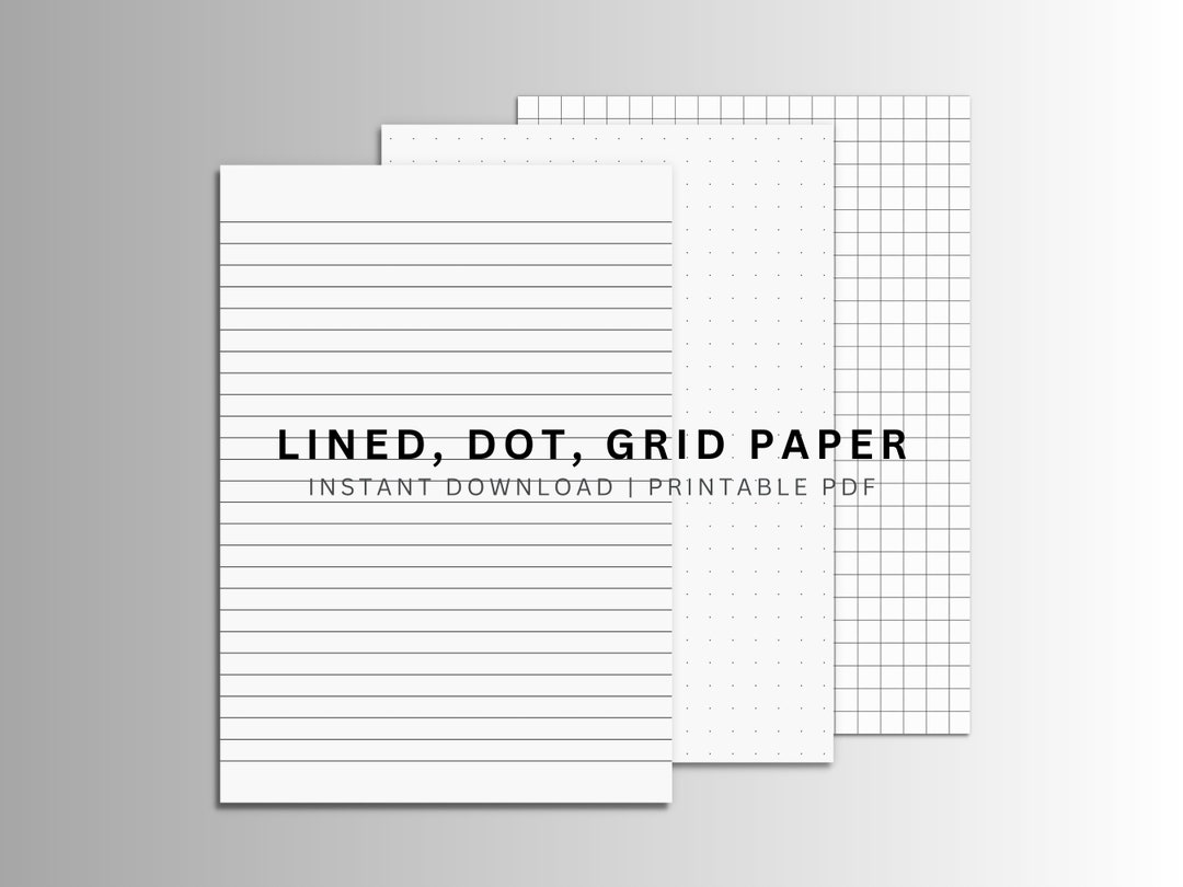 Printable Lined, Dot, Grid Paper Templates: A4, A5, Letter (digital ...