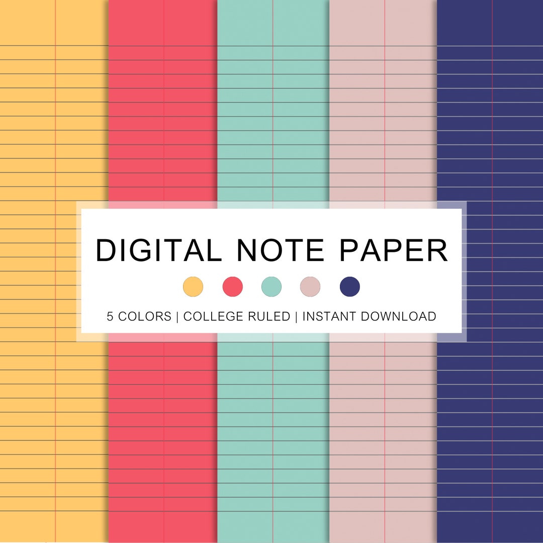 Digital Notebook Paper Templates Lined Paper Pack College Ruled | 5 ...