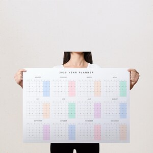 2025 Yearly Calendar Large Wall Planner, Minimalist Poster, Horizontal ...