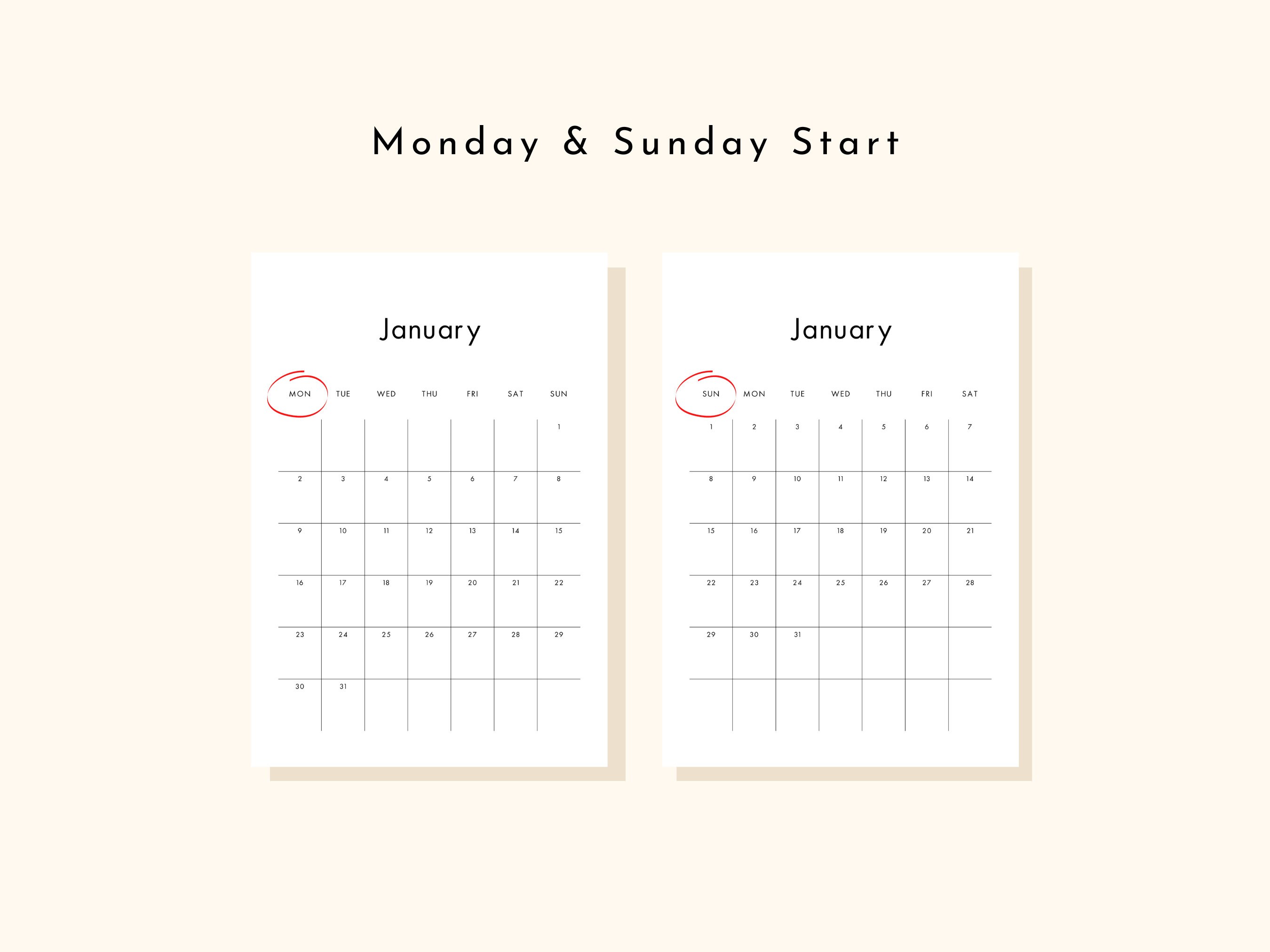 Printable Calendar 2023 Calendar Minimalist Monthly Planner - Etsy