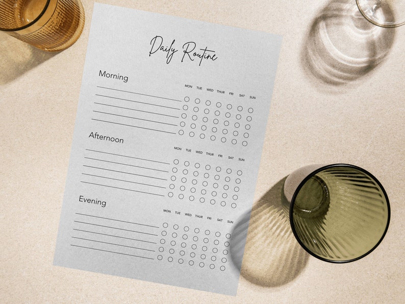 Daily Routine Template PDF Printable and Digital Daily Habits - Etsy