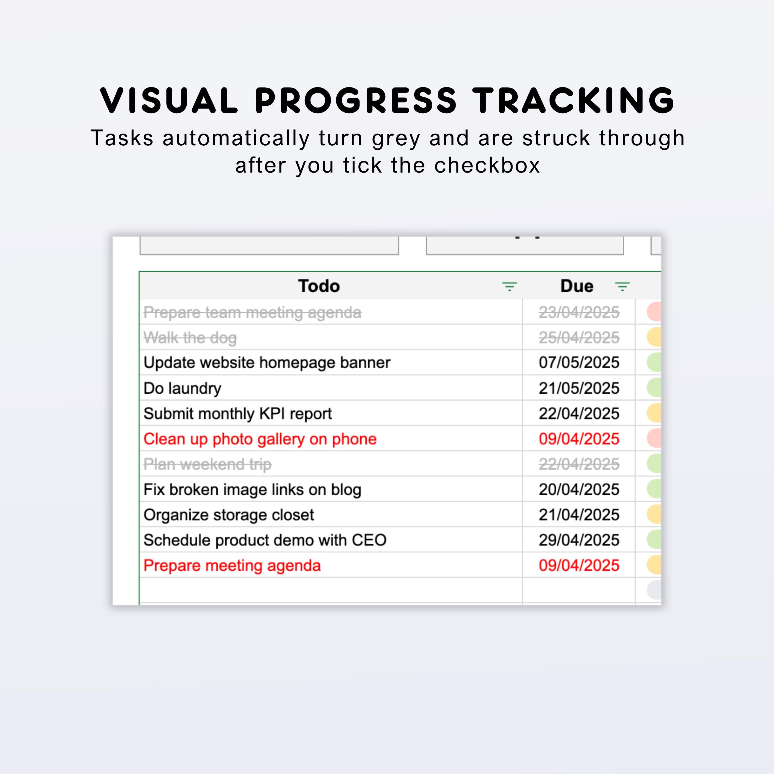 Simple to Do List Google Sheets: Digital Task Tracker, Spreadsheet ...