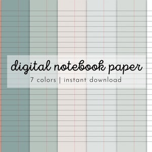 7 Digital Notebook Paper Templates Digital Paper Pack Lined Paper for ...