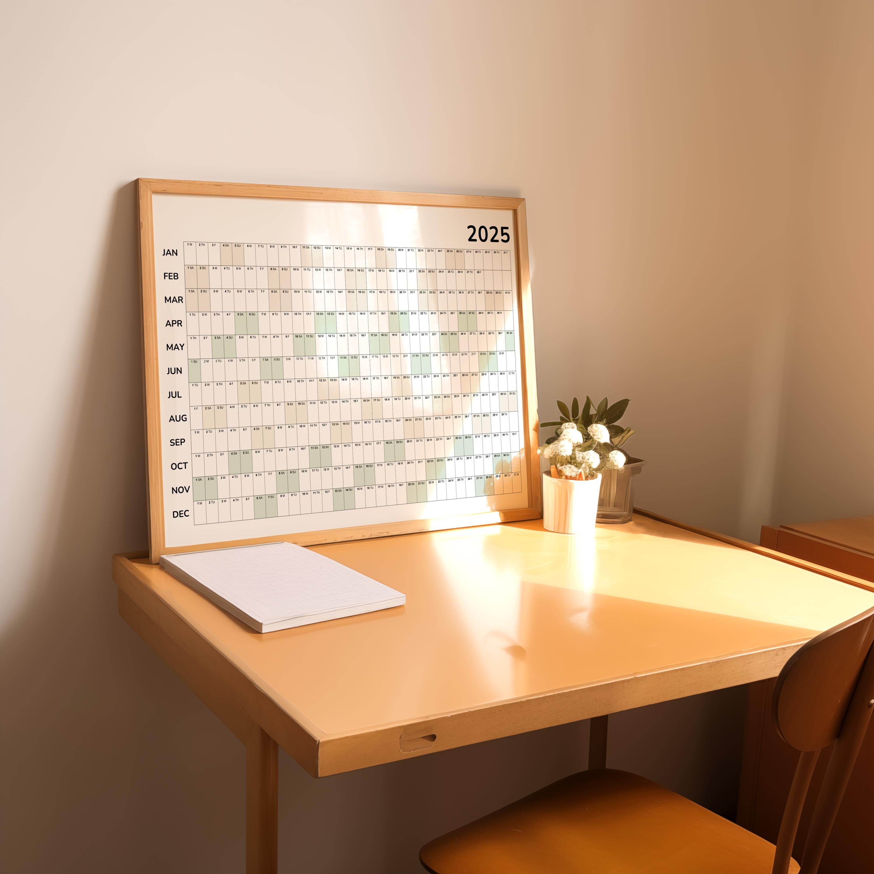 2025 Minimalist Wall Calendar: Beige & Green PDF Planner (digital ...