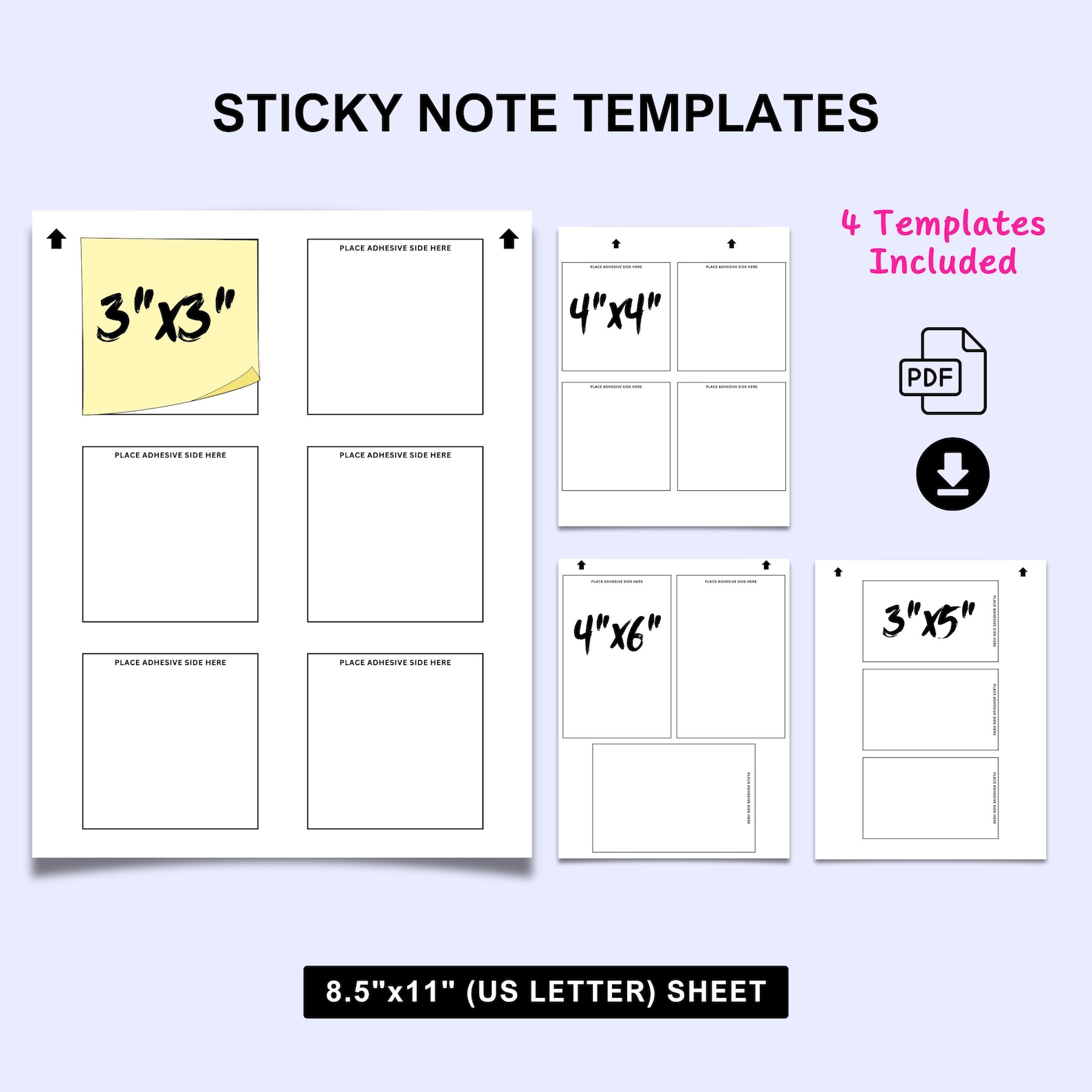 Printable Sticky Note Template Bundle: DIY Custom Sticky Notes for ...