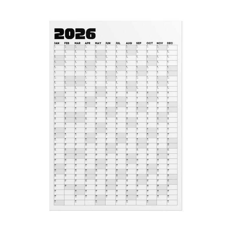 2026 Wall Planner Vertical Planner Large Monochrome Yearly Calendar - Etsy
