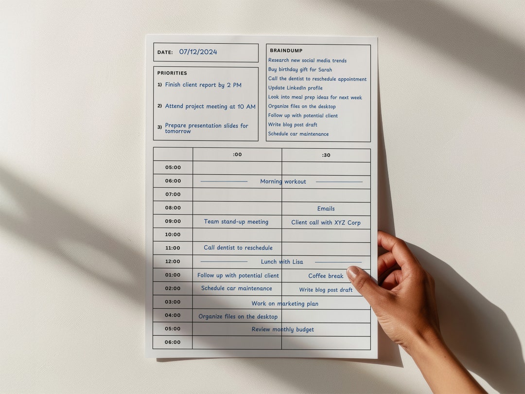Timeboxing Template PDF Daily Planner Printable and Digital ...