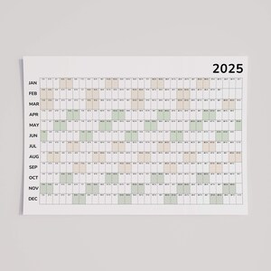 2025 Minimalist Wall Calendar: Beige & Green PDF Planner (digital ...