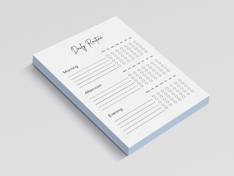 Daily Routine Template PDF Printable and Digital Daily Habits - Etsy