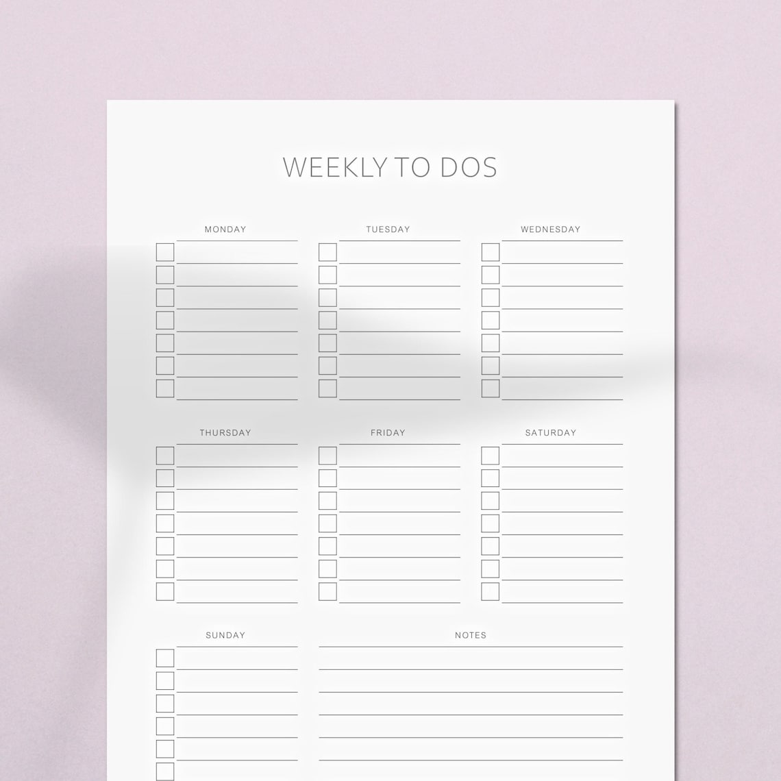 Minimalist Weekly Planner Printable Planner Template Week at - Etsy