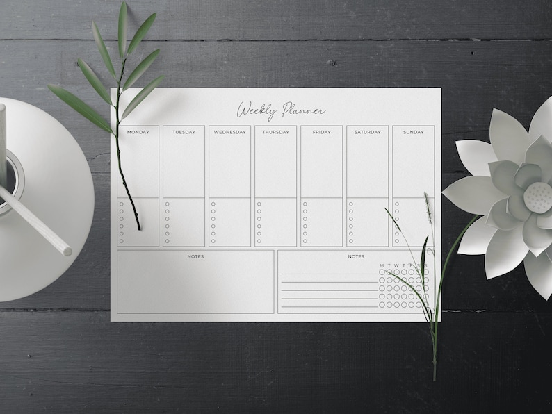 Weekly Planner Printable Minimalist Weekly Planner PDF, Desk Planner ...