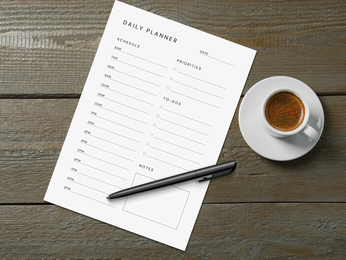 Printable Daily Planner Template PDF Simple Minimalist - Etsy