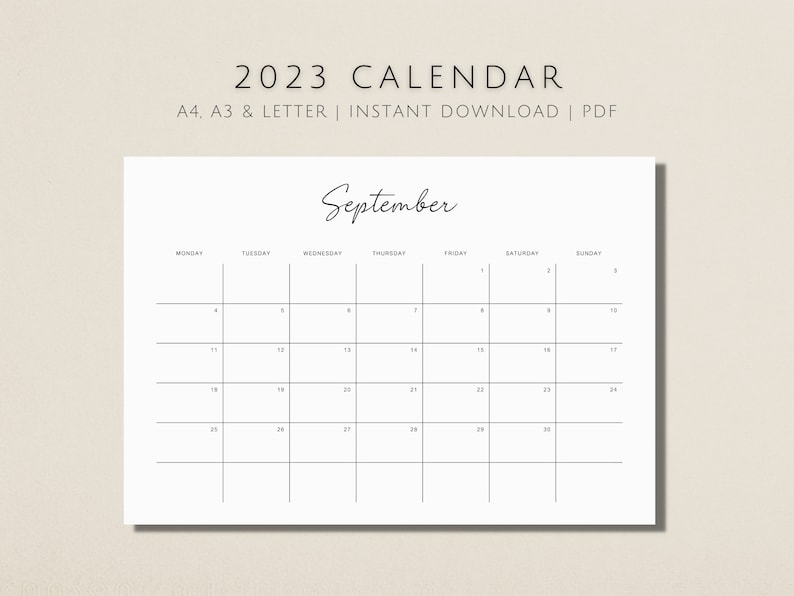 2023 Calendar Printable Minimalist Monthly Calendar 2023 - Etsy