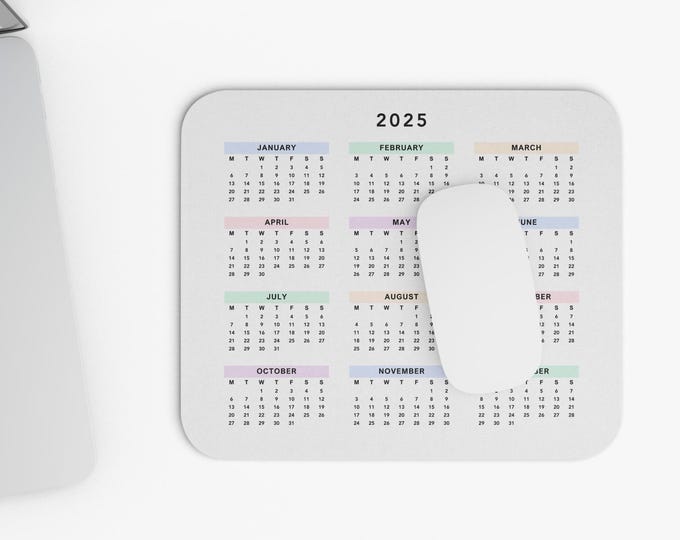 2025 Calendar Mouse Pad With Holidays, Perfect Christmas & New Years ...