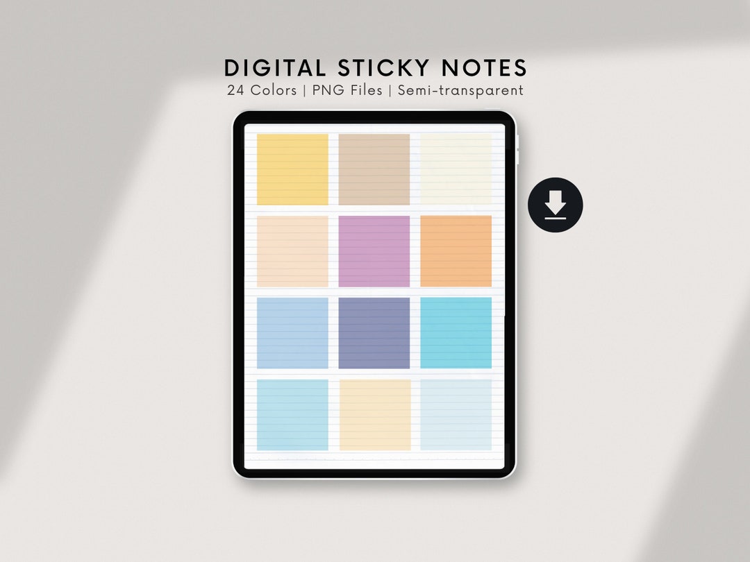 Digital Sticky Notes, 24 Colours, Digital Stickers, Digital Notebook ...