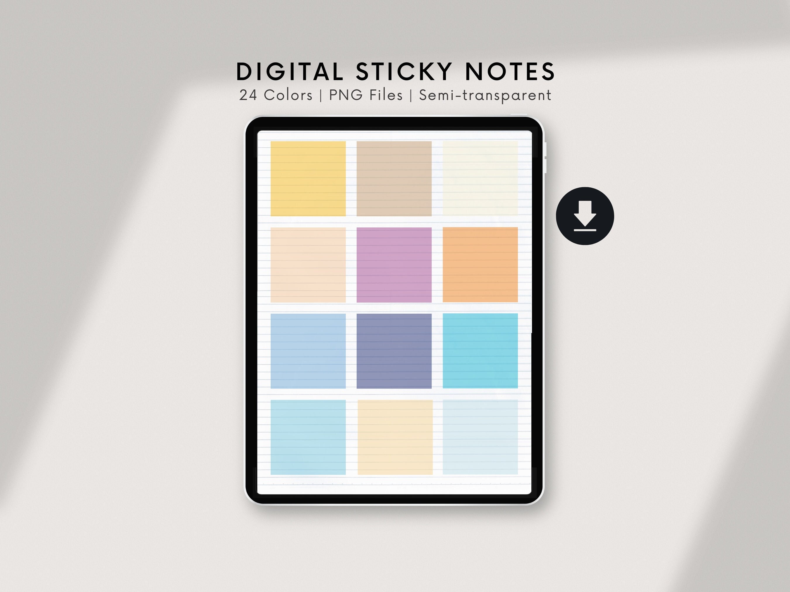 Digital Sticky Notes, 24 Colours, Digital Stickers, Digital Notebook ...